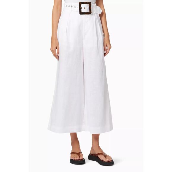 STAUD | Pants & Jumpsuits | Staud Claire White Belted Wide Leg High ...